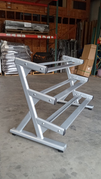 PowerFit Round Dumbbell Set 55lb-95lb and Silver Three Tier Dumbbell R ...