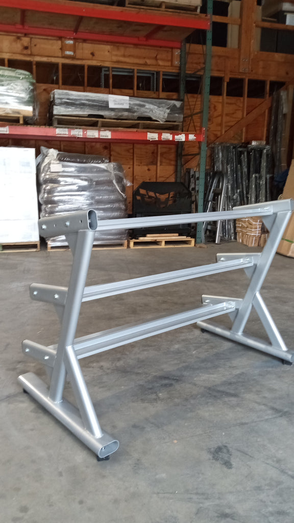 PowerFit Round Dumbbell Set 55lb-95lb and Silver Three Tier Dumbbell R ...