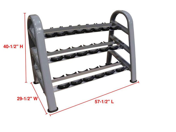 PowerFit Three Tier Dumbbell Rack w/ 5lb-50lb Round Rubber Dumbbell se ...